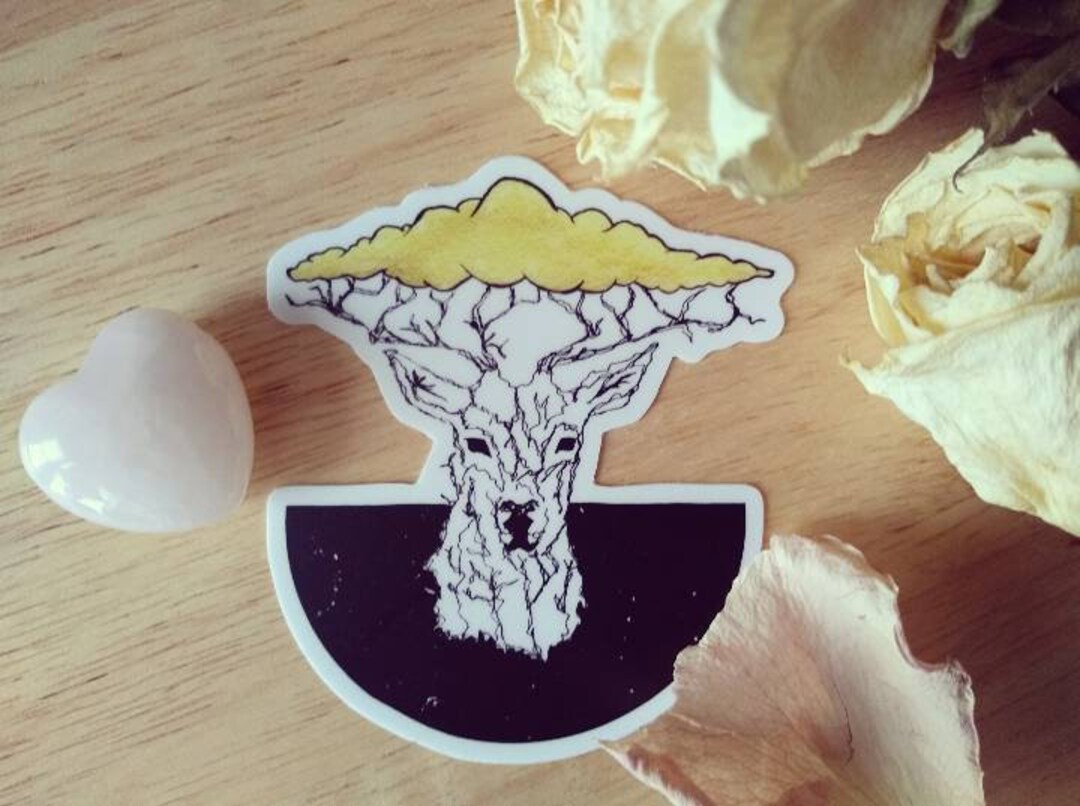 Deer Sticker, Thundercloud Antlers, Wildlife Art Decal - Etsy
