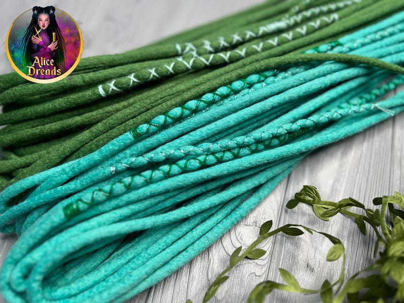 Wool Dreads Mint and Green Dreadlocks Hair Extensions - Fairy Halloween ...