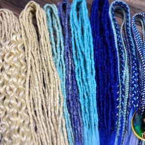 Curls Crochet Synthetic Dreads mermaid Wavy Locks Blonde Blue Dark Blue ...