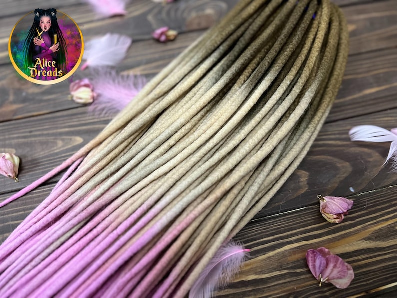 Ombre Wool Dreads "macaroon" : Brown, Blonde & Pink - DE/SE Accents for ...
