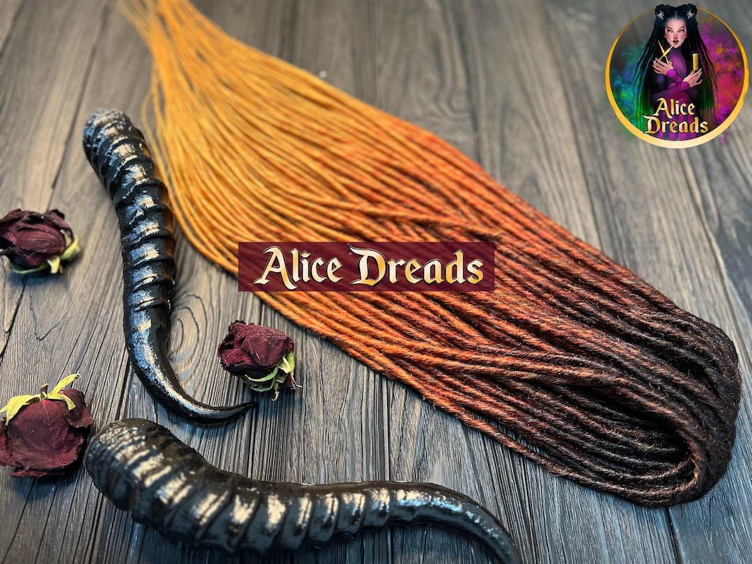 Set of Synthetic Dreads "fire" Black Ginger Auburn Ombre Double Single ...