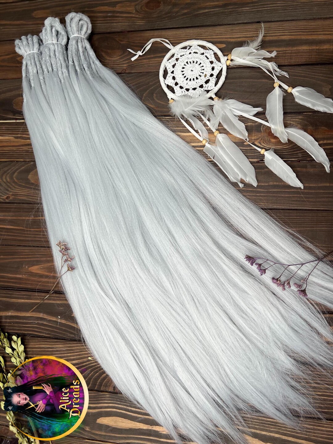 Platinum & Grey Dreads With Loose Ends – Synthetic Dreadlock Extensions ...