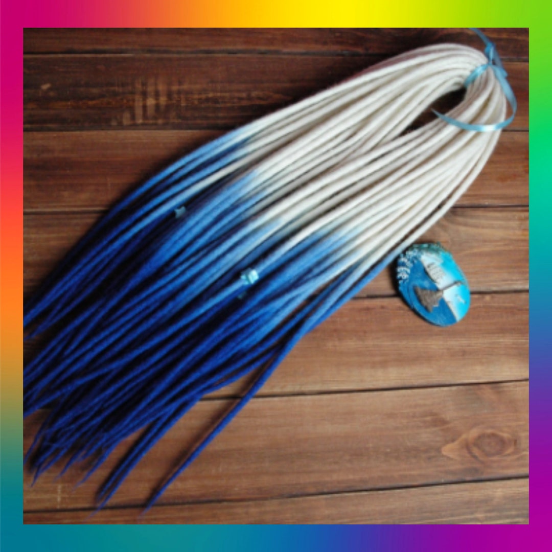 Festival Dreadlock Extensions Set of Wool DE Dreads Dark Blue Light ...