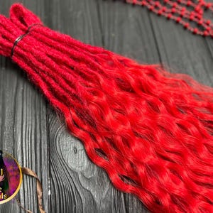Curly Dark Red to Bright Red Dreads Wavy Synthetic Double or Single ...