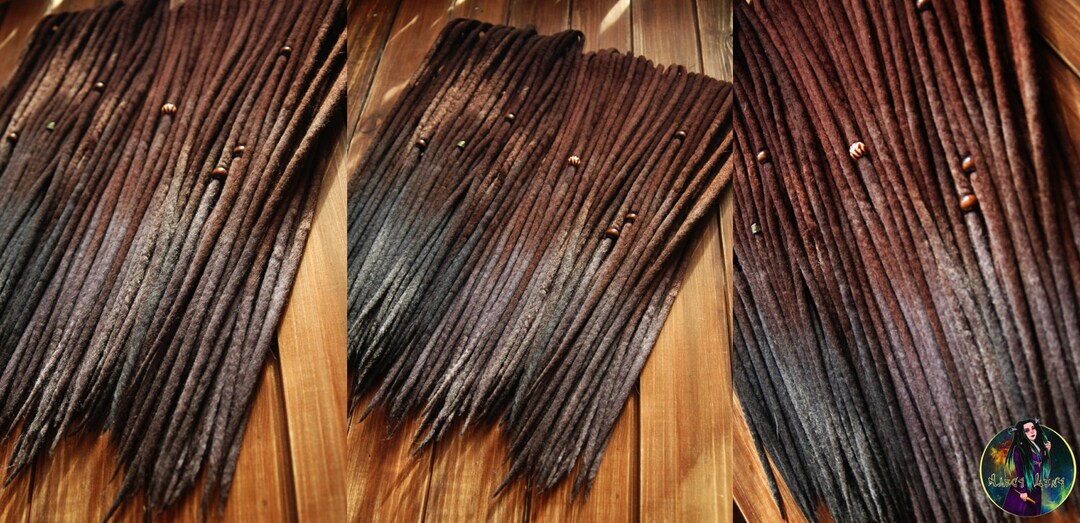 Dreadlock Extensions Set of Wool DE Dreads Double Ended Dreadlocks Dark ...