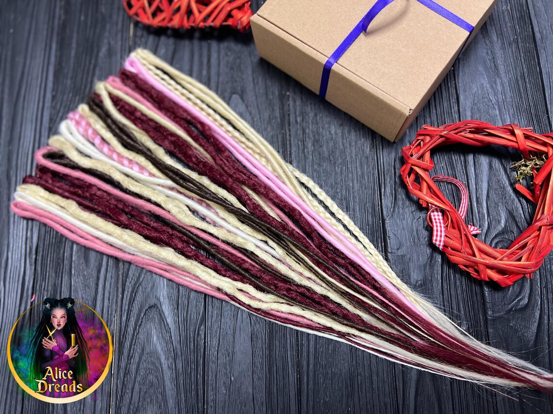 Clip in Synthetic Dreadlocks 5 Clips: Blonde, Brown, Burgundy, Red ...