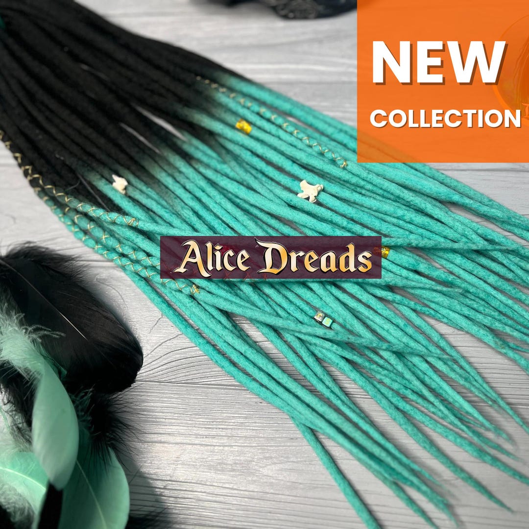 Dreadlock Extensions Black to Turquoise Dreads Set of Wool Dreadlocks ...