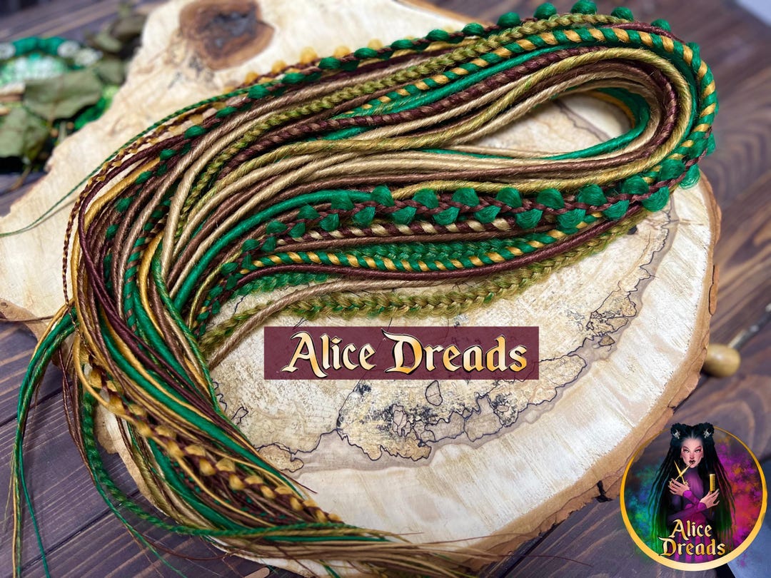 Synthetic Dreads "druid" in Brown, Blonde, Green Hair Double Ended or ...