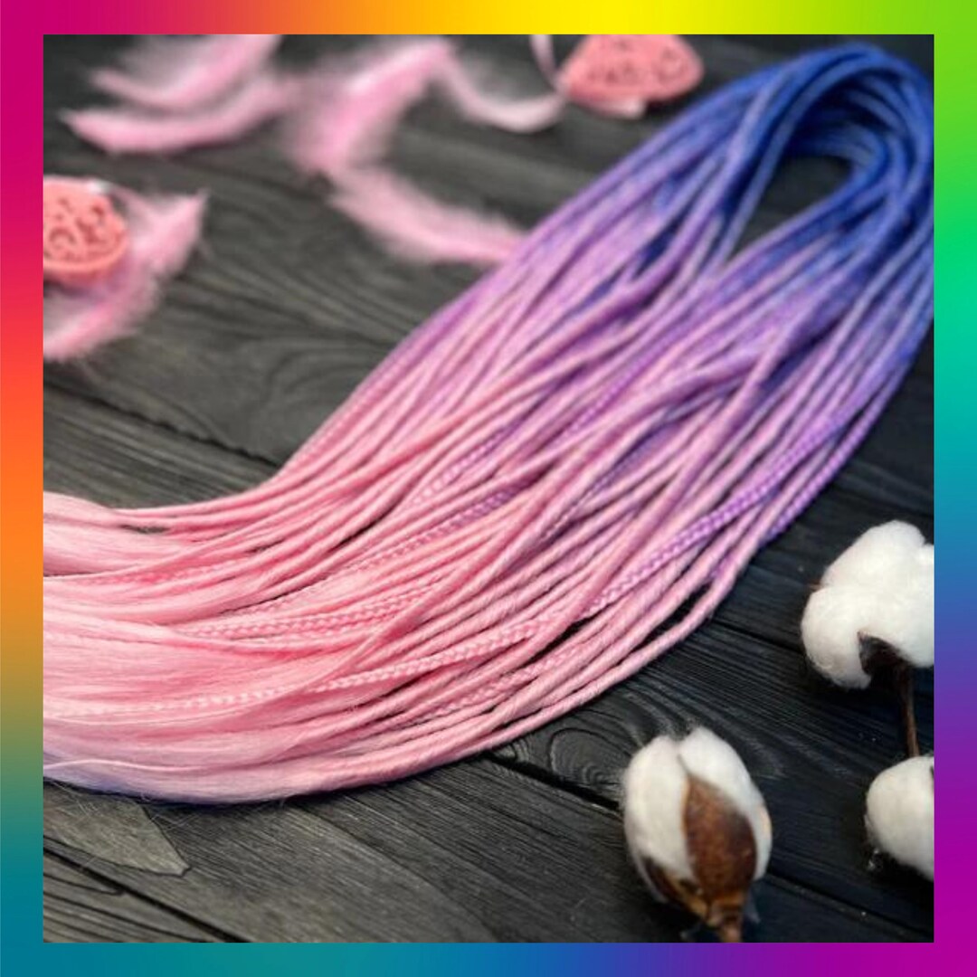 Synthetic Dreads Dreadlock Extensions Bubble Gum Style Azure Blue Light ...