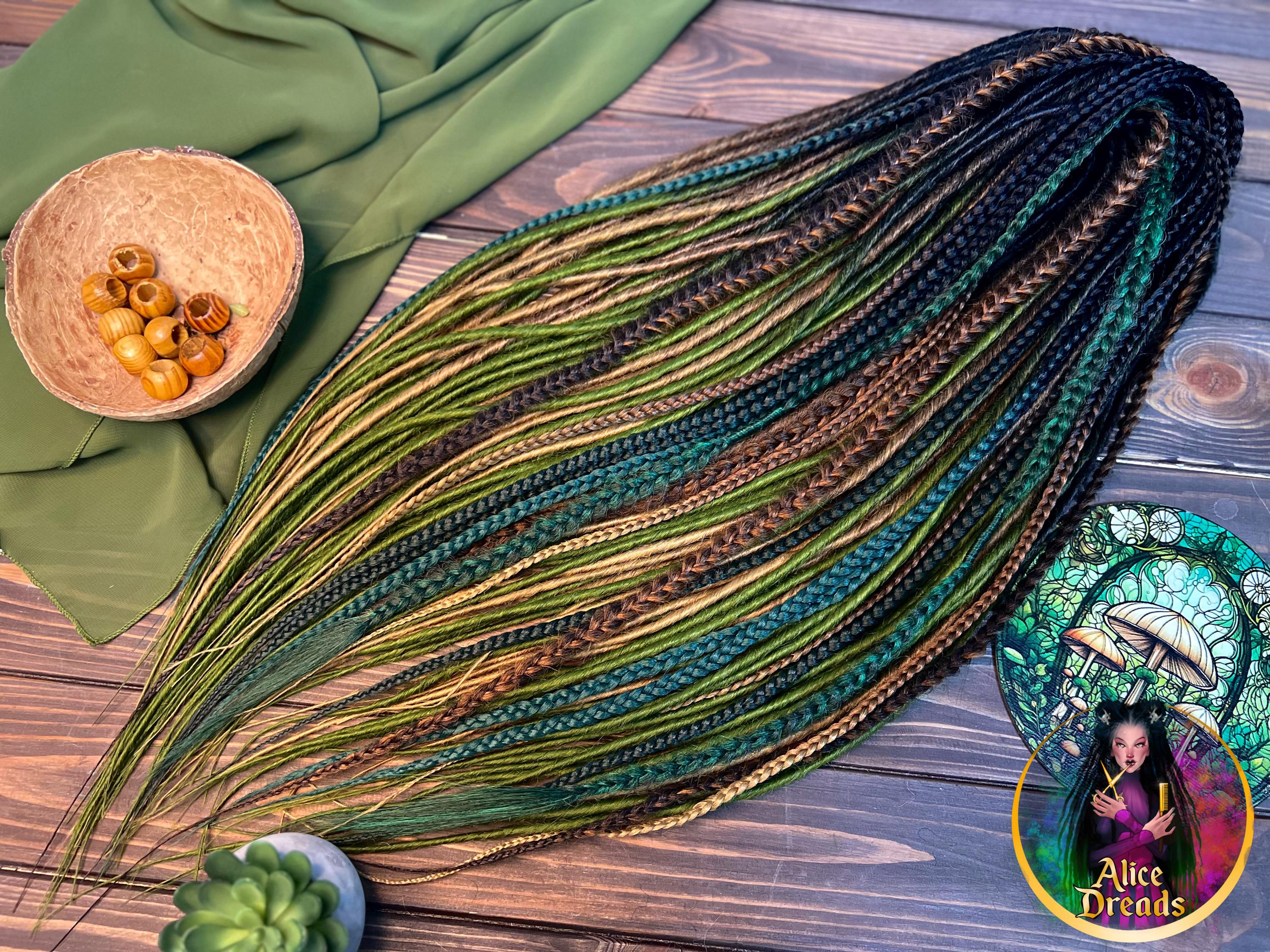 Ombre Synthetic Dreads: Bohemian Black to Olive Green, Emerald, Blonde ...