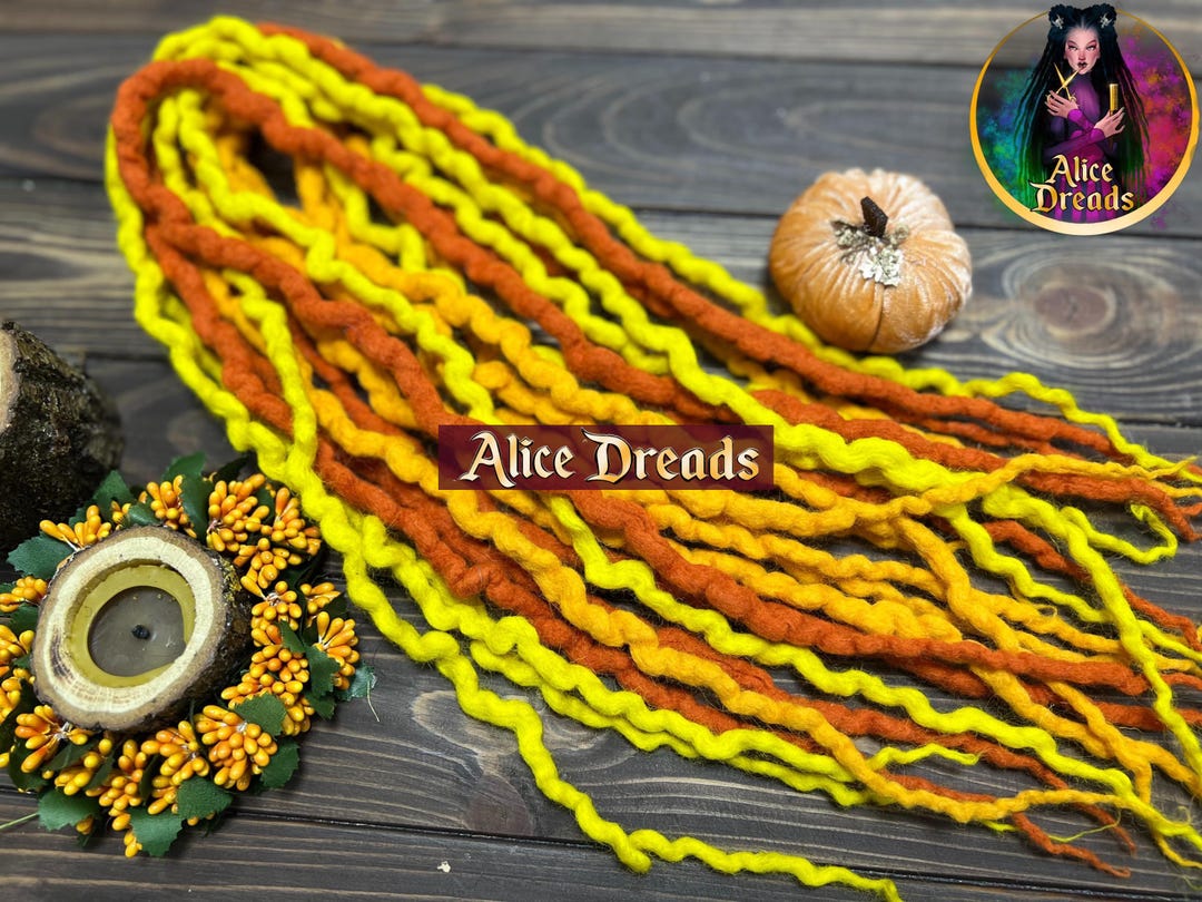 Alice Dreads Curly Wool Dreads. Yellow, Orange, Canary "sunshine ...