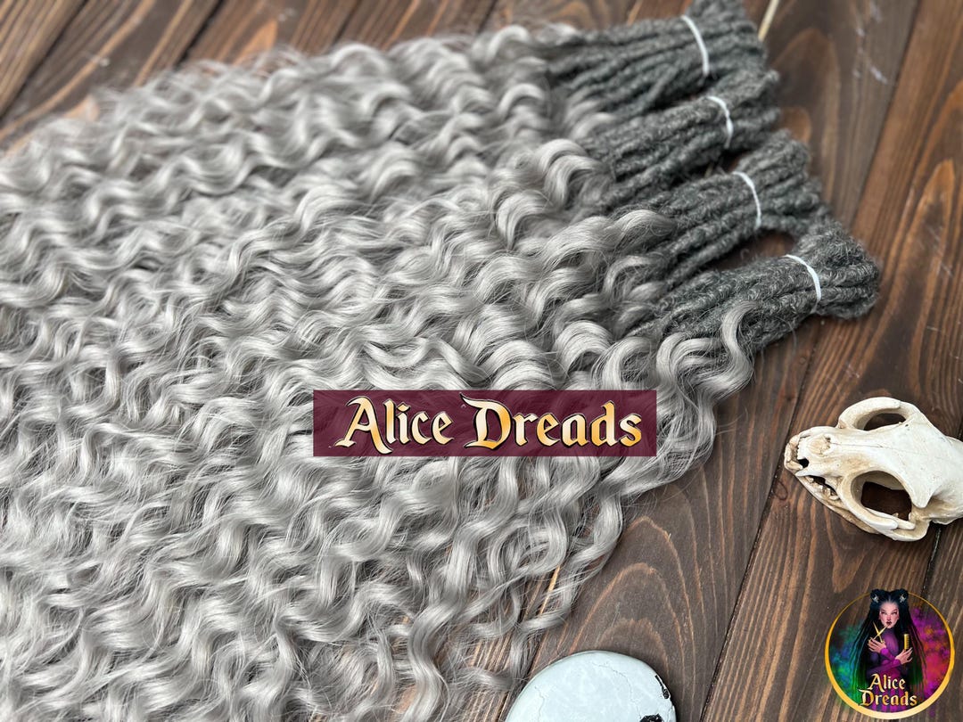 Curly Gray Dreadlock Extensions: Wavy Synthetic Hair Dreads - Etsy