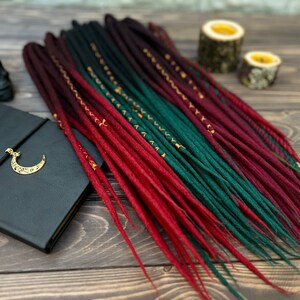 Double Ended Wool Dread Extensions Bohemian Dreads Dark Brown Emerald ...