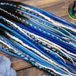 Wool Dreads Black to Shades of Blue, Black to White Curly Locks "sea ...