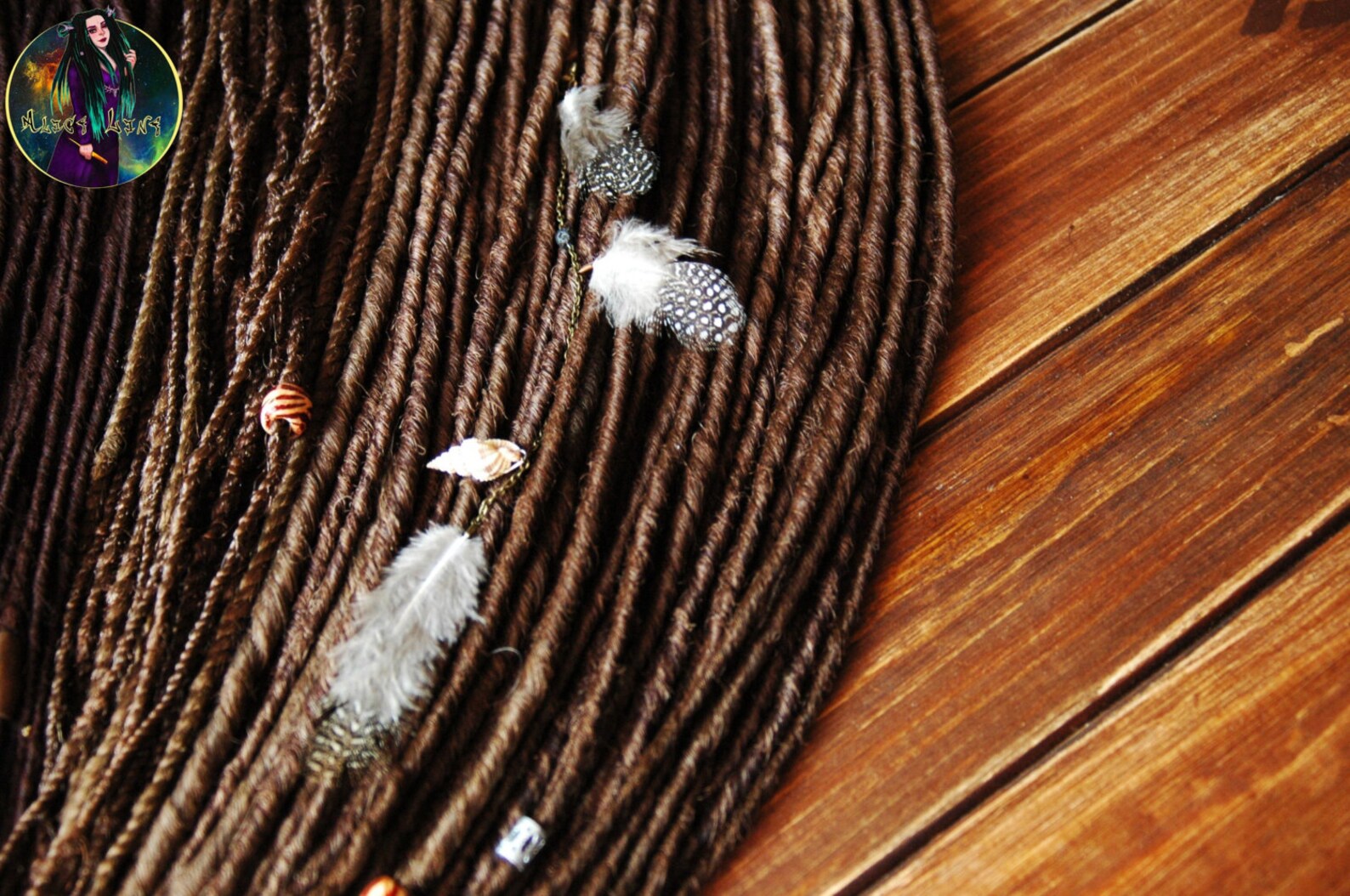 Brown Thin Dreads With Feather Beads. Classic Dreadlocks - Etsy