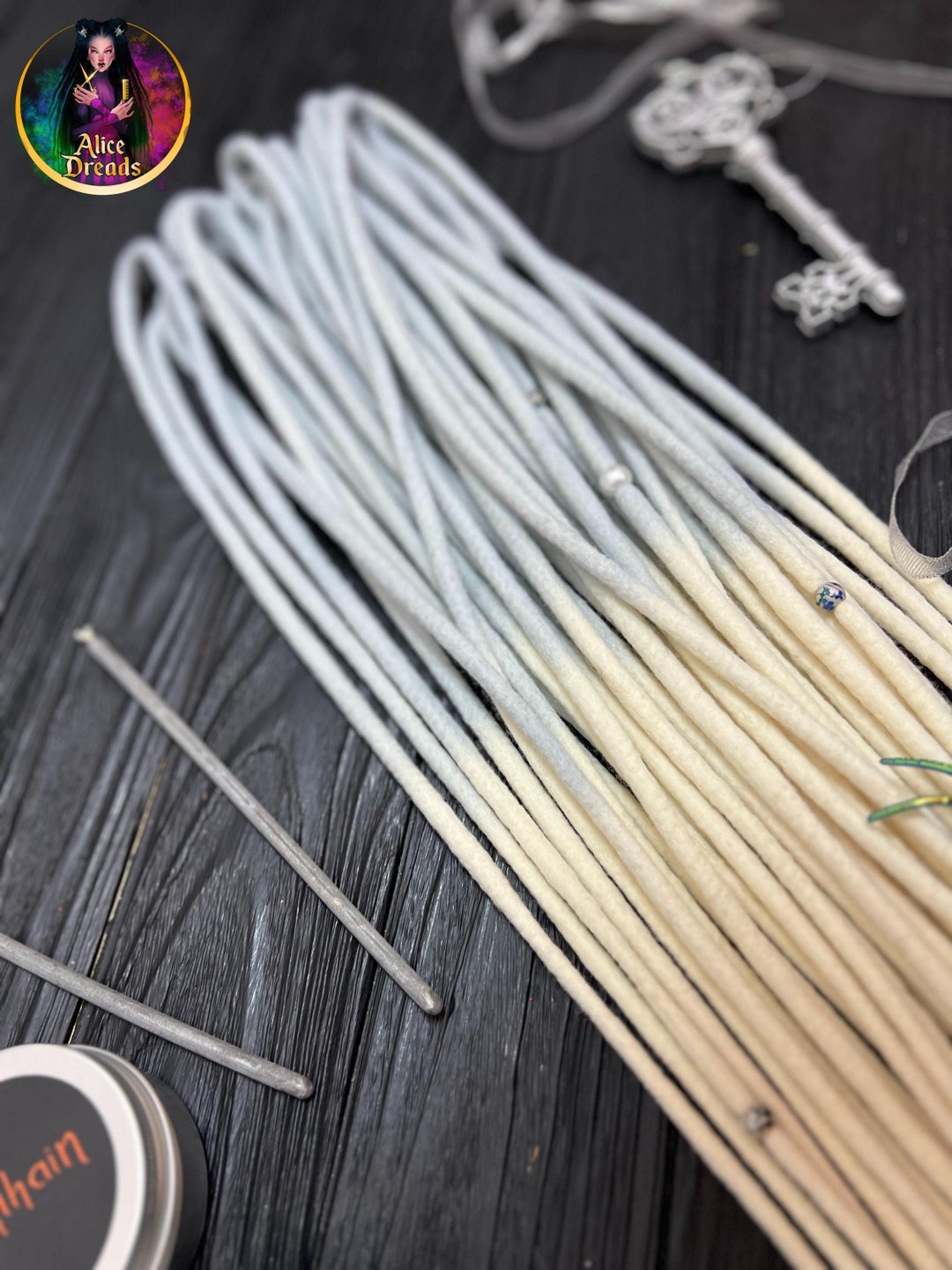 Platinum Wool Dreads: Silver Gray White Ombre, Soft Hair Extensions - Etsy