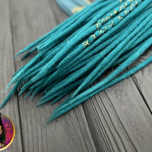 Wool Dreads "midnight" Black Ombre to Dark Cyan Dreadlocks With Gold ...