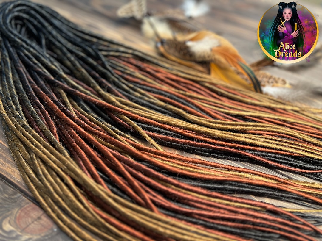 Caramel Dark Chocolate Dreadlock Extensions Set of Thin Synthetic ...