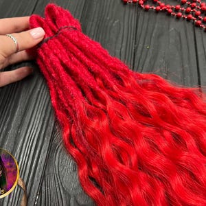 Curly Dark Red to Bright Red Dreads Wavy Synthetic Double or Single ...
