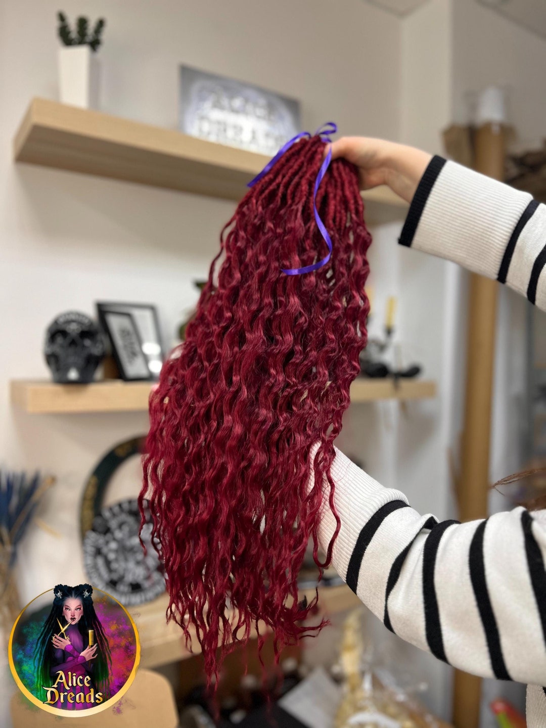 Burgundy Curly Dreadlock Extensions: Wine Red Synthetic Hair Dreads - Etsy