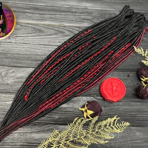 Synthetic Dreads in Black Burgundy Red Wine Cherry Hair Double Ended or ...