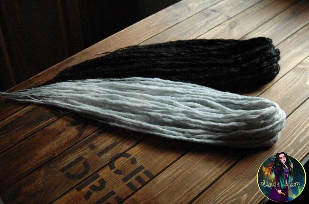 Dreadlock Extensions Full Set of Black White Curly Mix Synthetic Dreads ...