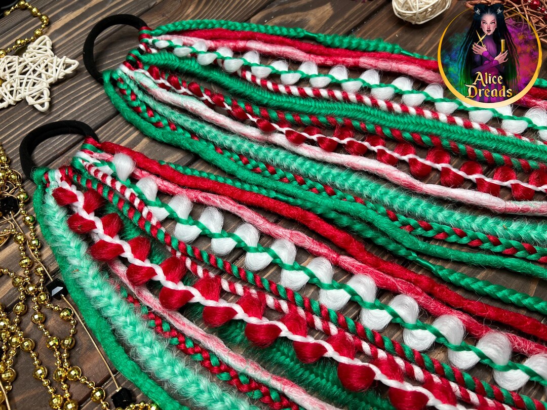 Christmas Dreads on Hair Tie Band Crochet Dreadlocks Extensions ...