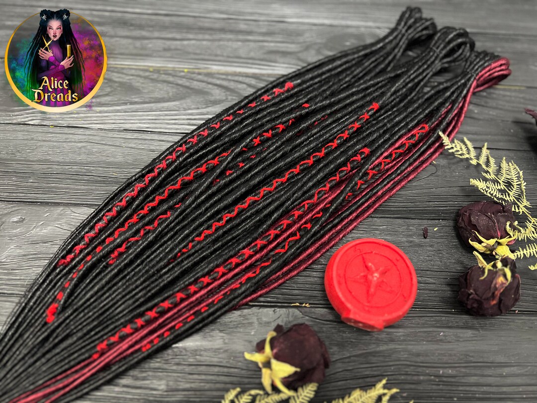Synthetic Dreads in Black Burgundy Red Wine Cherry Hair Double Ended or ...