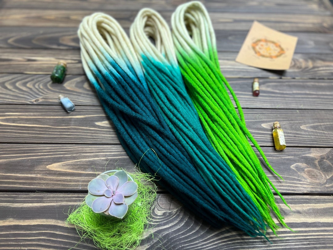 Turquoise Dreadlock Extensions Set of Wool DE Dreads Blonde Blond Dark ...