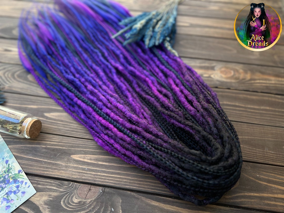 Crochet Synthetic Dreads With Braids in Black to Purple to Blue Hair ...