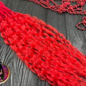 Curly Dark Red to Bright Red Dreads Wavy Synthetic Double or Single ...