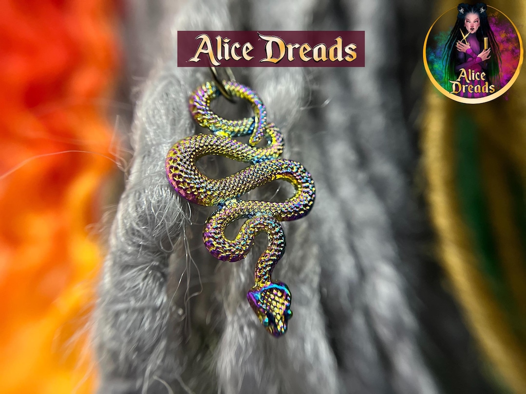 Alice Dreads Bead for Dreads Petrol Snake, Hair Beads, Dreadlock Beads ...