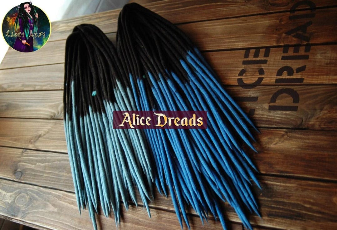 Sapfir Blue Dreadlock Extensions Set of Wool DE Dreads Black Double ...