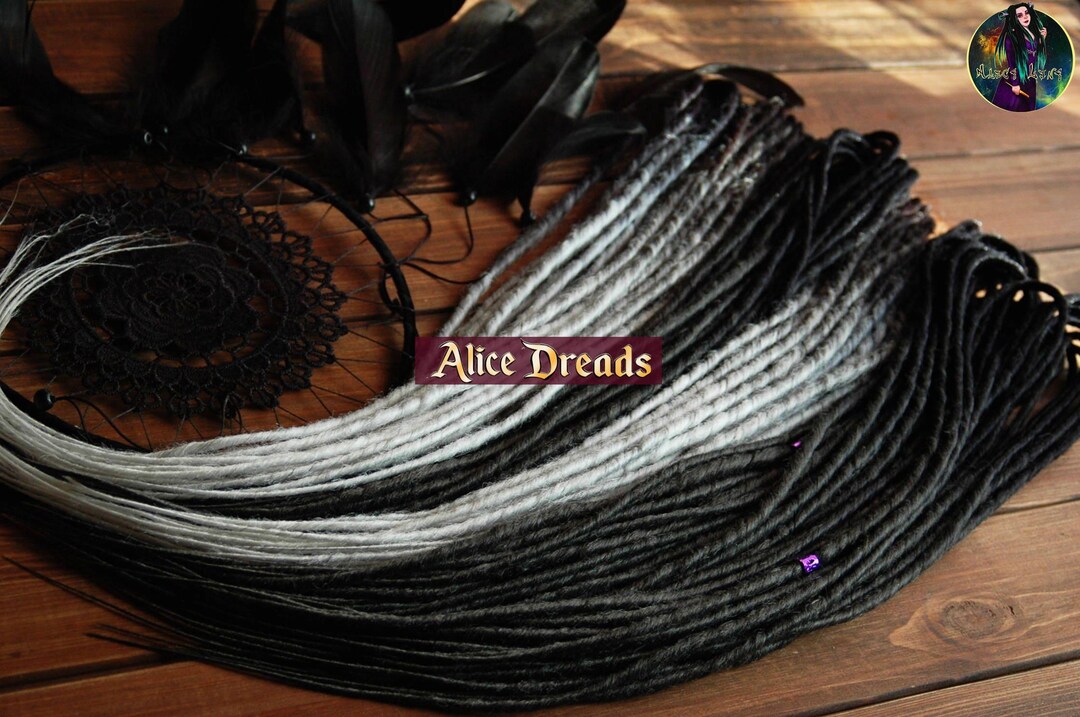 Ombre Dreadlock Extensions "monsters": Black to Dark Gray, White ...