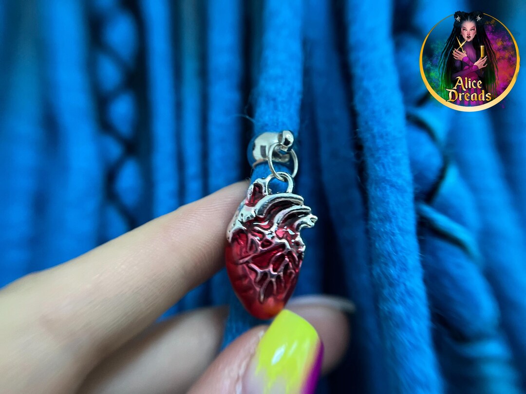 Bead for Dreads Heart, Anatomy Hair Beads, Dreadlock Beads Red Heart ...