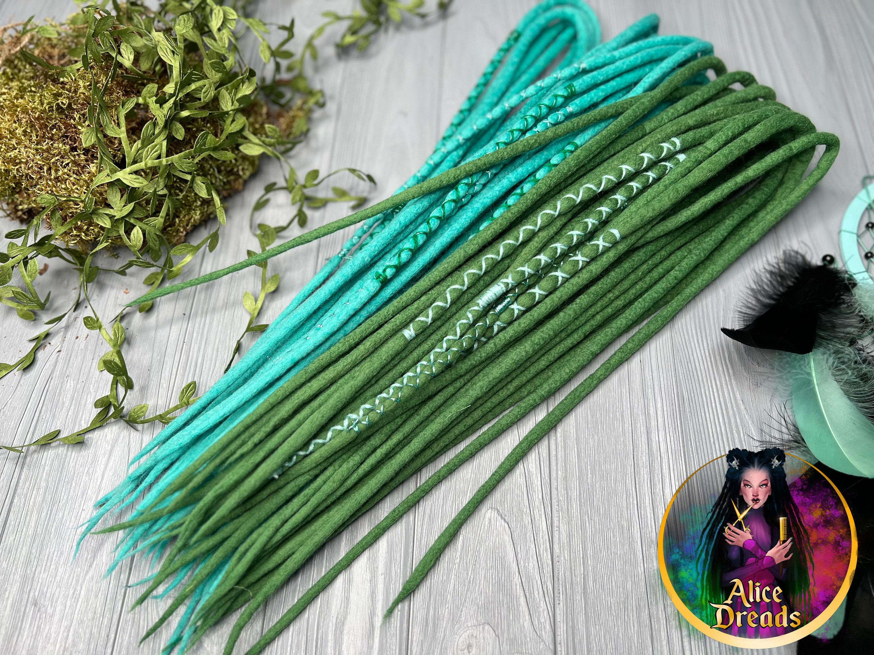 Wool Dreads Mint and Green Dreadlocks Hair Extensions - Fairy Halloween ...