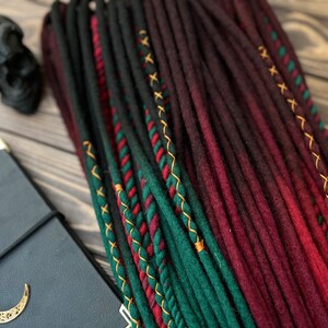 Double Ended Wool Dread Extensions Bohemian Dreads Dark Brown Emerald ...