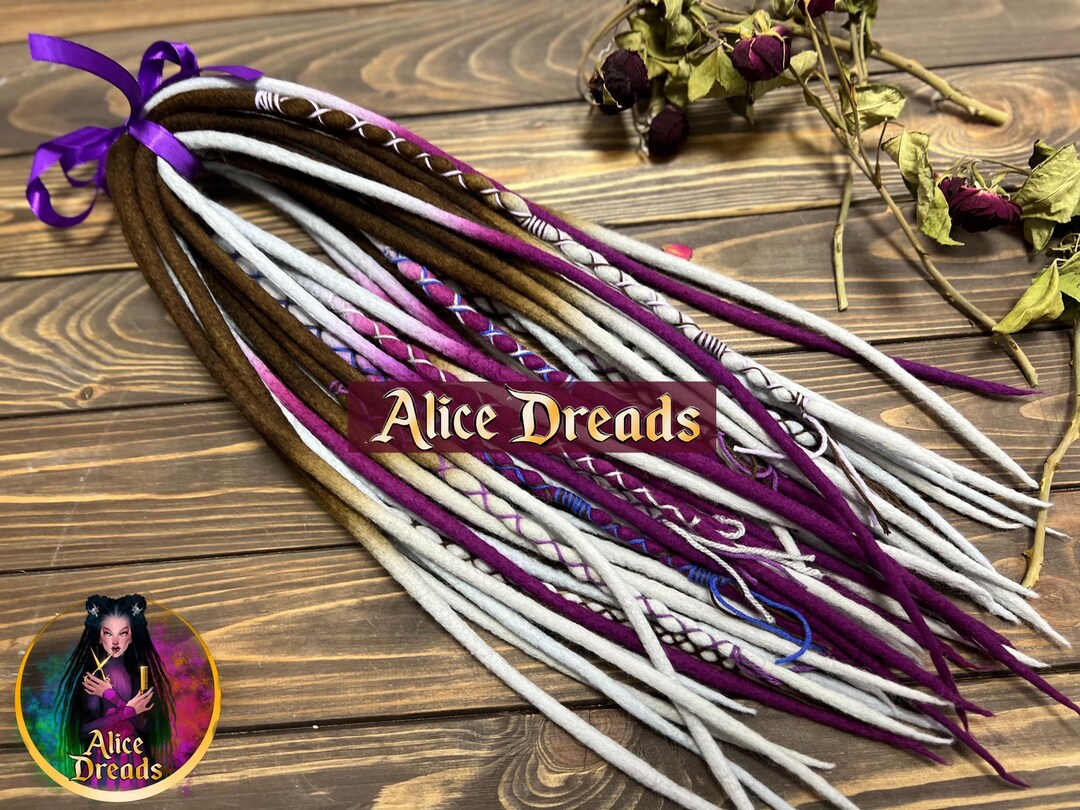 Set of Wool Dreads for Mohawk for Undercut Brown to Silver Ombre to ...