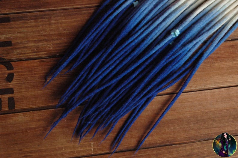 Wool Dreadlock Extensions: White to Ocean Blue Ombre DE/SE Dreads - Etsy