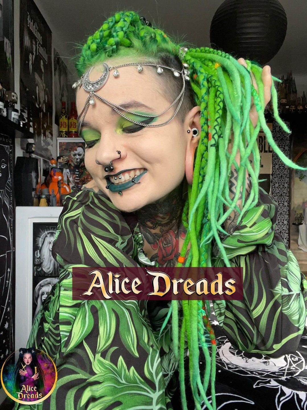 Wool Dreads Bright Green Ombre Dreadlocks With Wrapped Accents Rich and ...