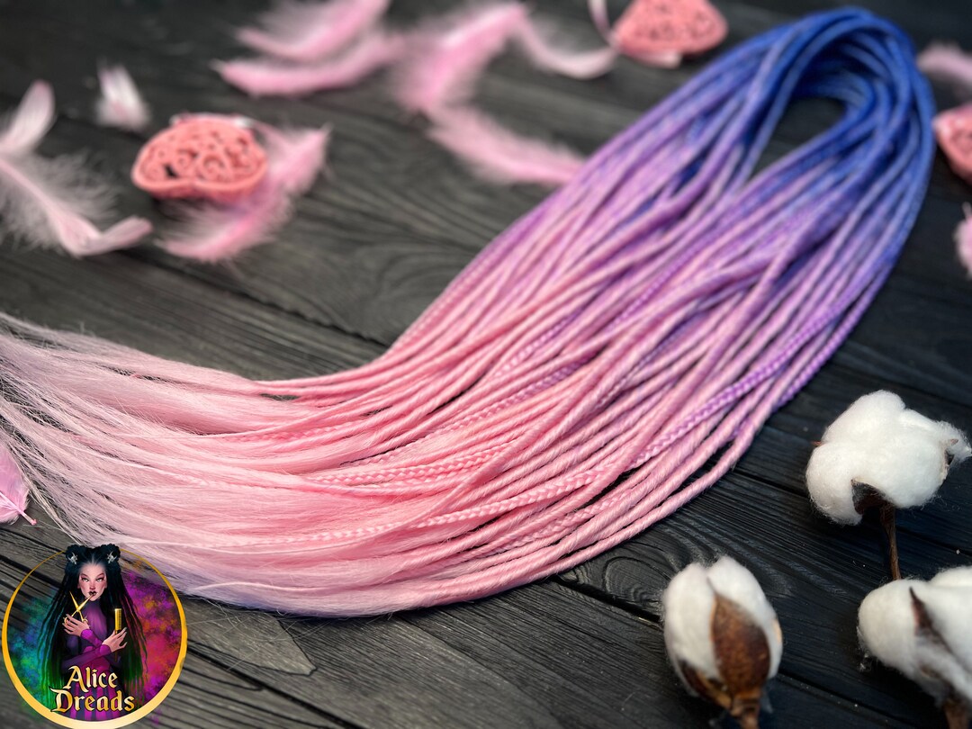 Synthetic Dreads Dreadlock Extensions Bubble Gum Style Azure Blue Light ...