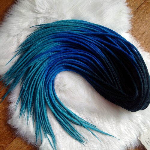 Blue Wool Dreadlocks Black Dreads Extensions Double Ended - Etsy