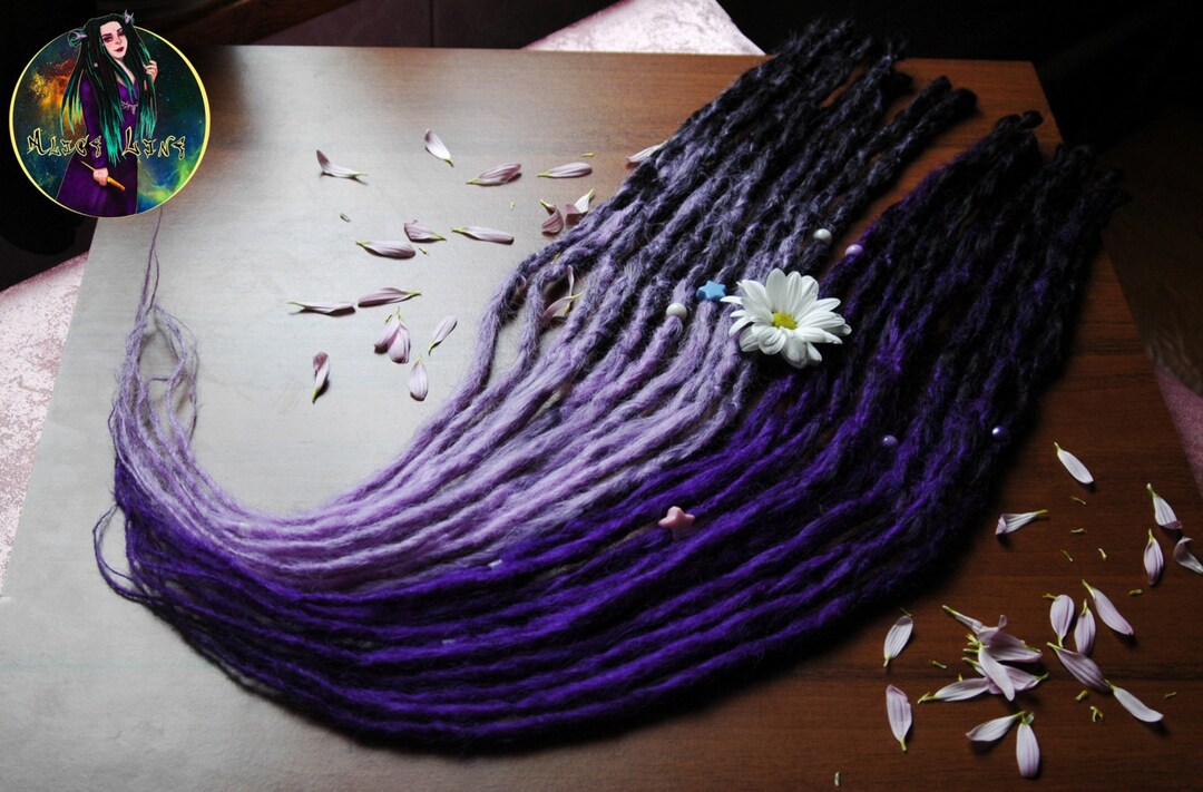 Black to Purple Dreadlock Extensions for Valentine's Day Lavender Ombre ...