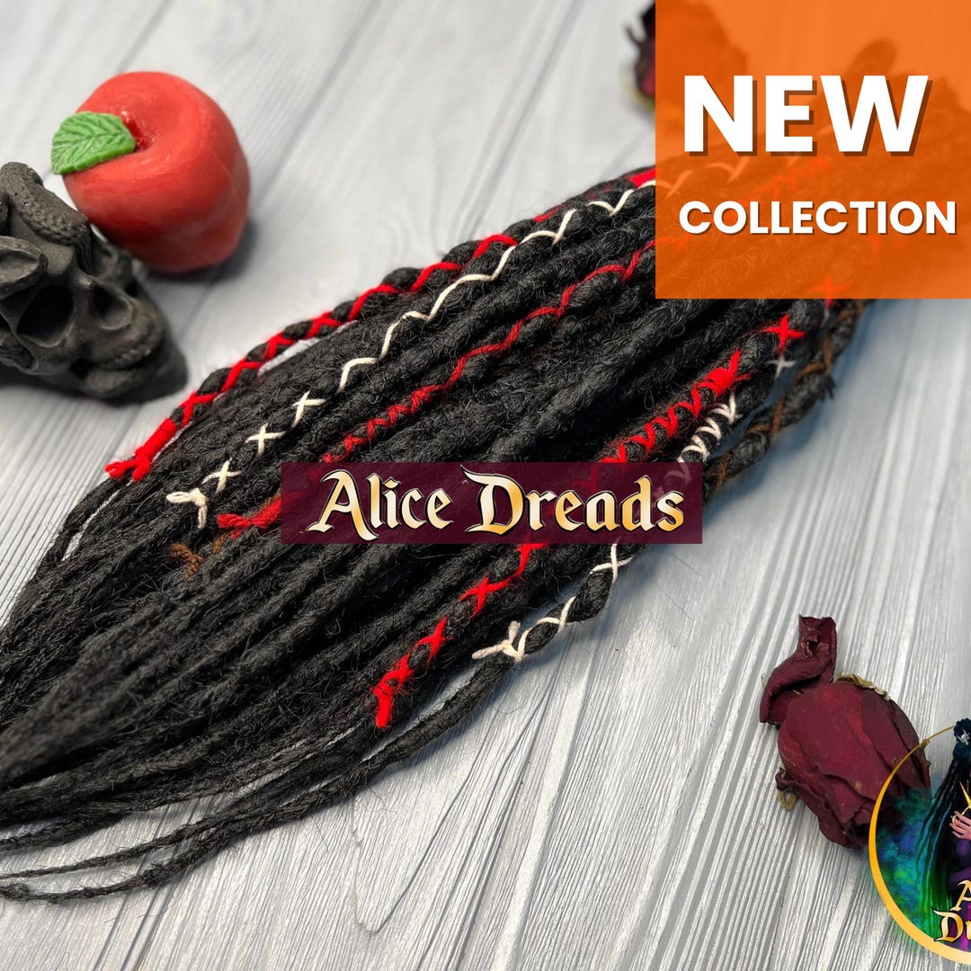 Black Crochet Synthetic Dreads With Wrapped Red White Accents - Etsy
