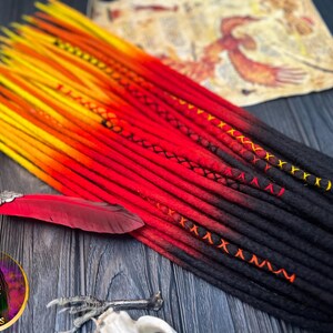 Wool Ombre Double Ended Dreadlocks DE Dreads “phoenix” Black Red Yellow ...