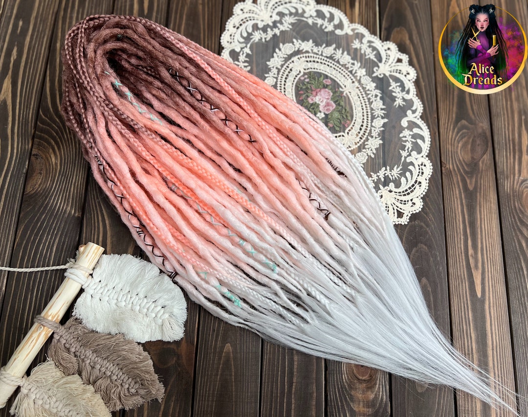 Full Set of Crochet Synthetic Dreads Brown to Peach to White With ...