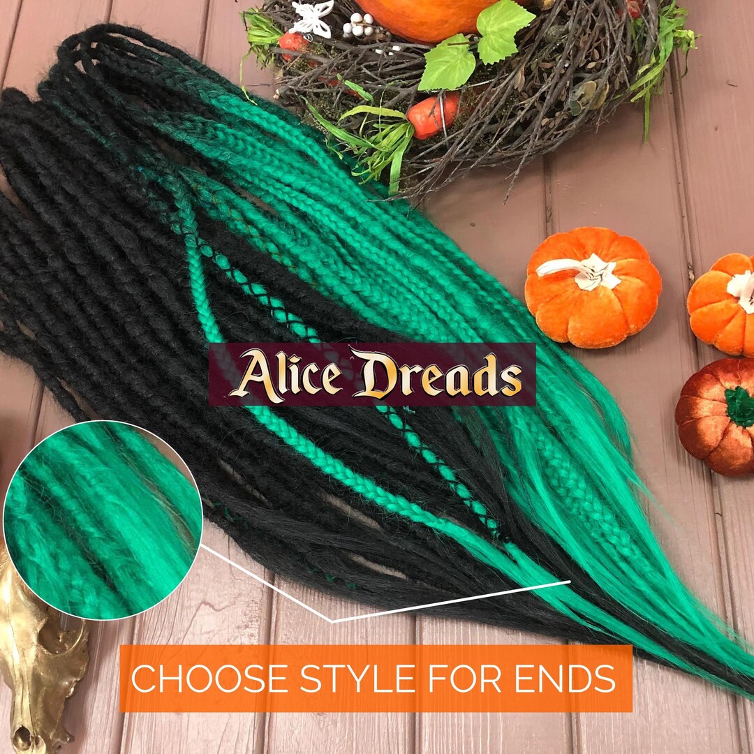 Black to Green Synthetic Dreadlock Extensions: Crochet Dreads With ...