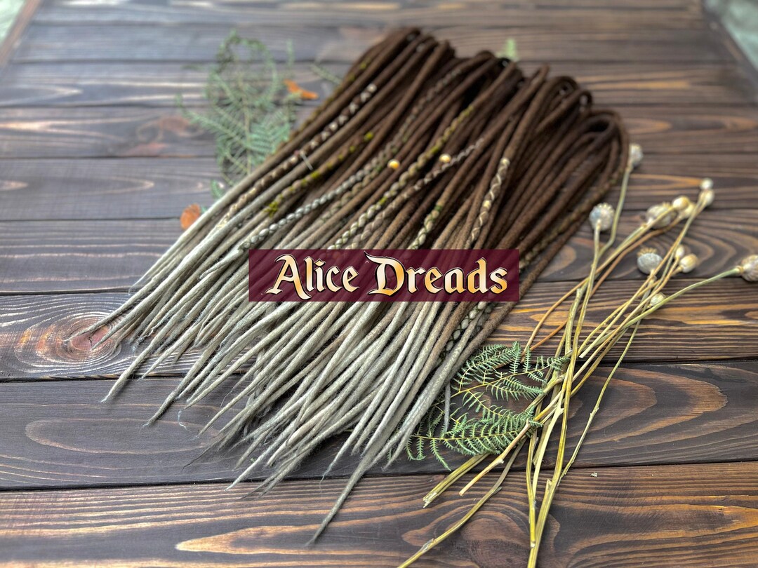 Wool Ombre Dreads: Brown to Greyish Blonde, Wrapped Boho Dreads - Etsy