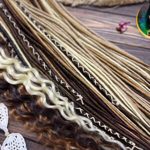 Curly Dreads Brown Blonde Dreadlock Extensions Double Ended Wavy Hair ...