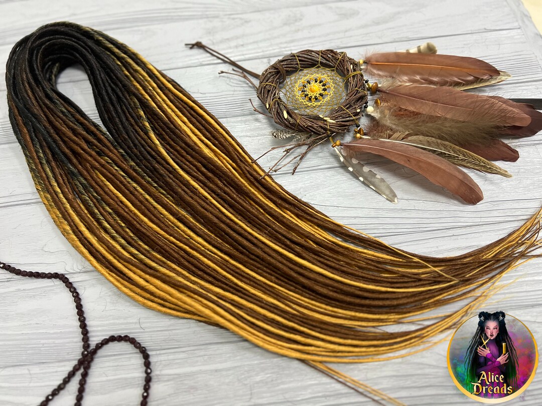 Dreadlocks Set of Thin Synthetic Dreads Amber Tree Ombre Black to Brown ...